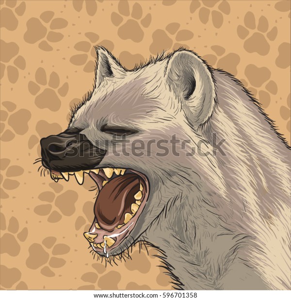 Hyena Head Vector Footprint Background Stock Vector (Royalty Free ...
