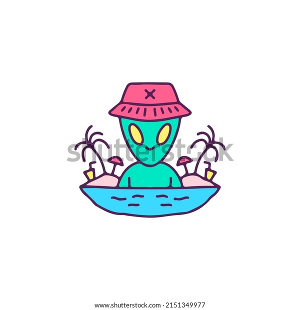 Hype Alien Wearing Bucket Hat On Stock Vector (Royalty Free) 2151349977 ...