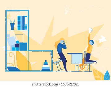 Hyperactive Children School Kindergarten Flat Cartoon Stock Vector ...