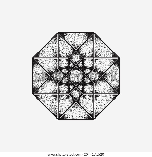 Hypercube Tesseract Icon Dot Grunge Design Stock Vector (Royalty Free ...