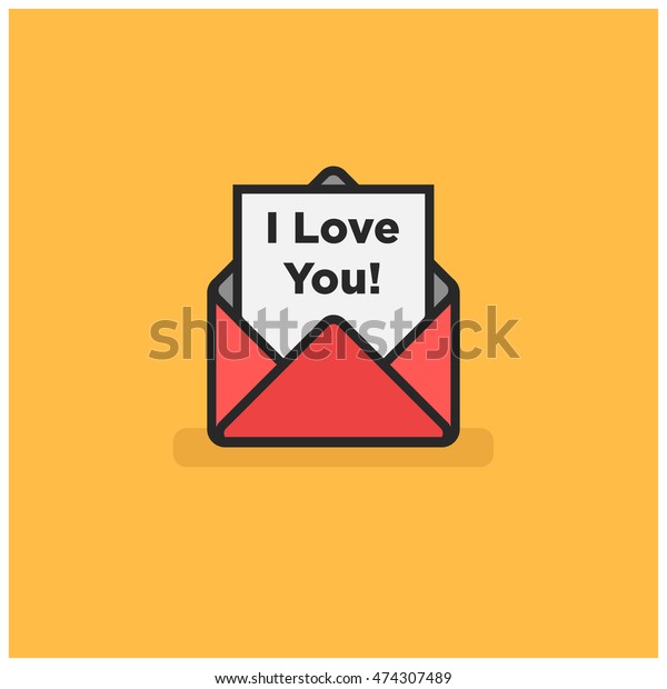 Love You Written Inside Envelope Letter Stock Vector (Royalty Free ...