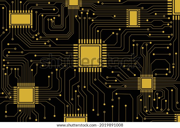 Ic Chip Gold Color Circuit Board Stock Vector (Royalty Free) 2019891008 ...