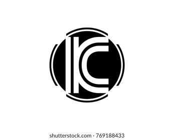 Ic Letter Logo Round Black: vector de stock (libre de regalías ...