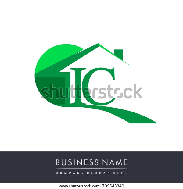 IC letter roof shape logo green, initial logo AB with house icon ...