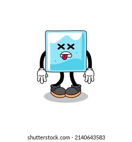 Ice Block Mascot Illustration Dead Character Stock Vector (Royalty Free ...