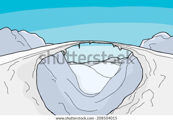 Ice Bridge Across Mountain Valley Cartoon Stock Vector (Royalty Free ...