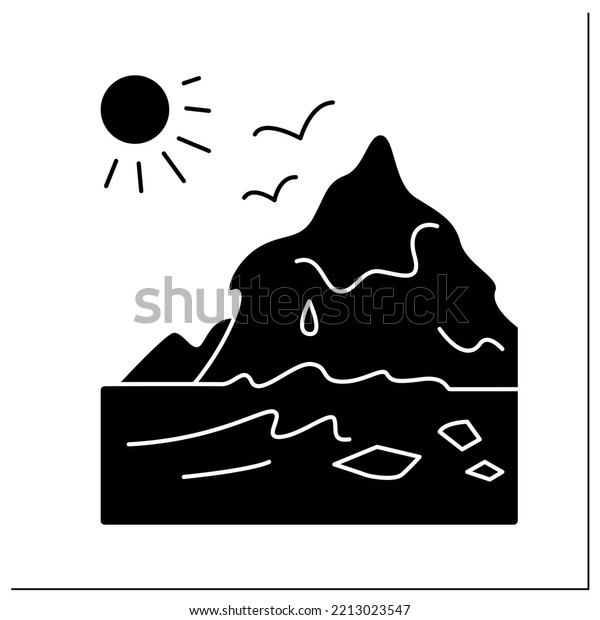 Ice Caps Melting Glyph Icon Polar Stock Vector (Royalty Free ...