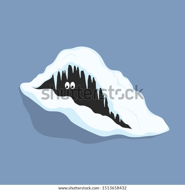 Ice Cave Cartoon Style Winter Scenery Stock Vector (Royalty Free ...
