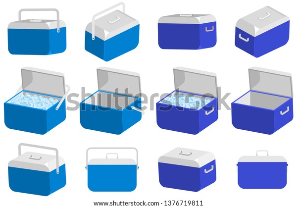 Ice Cooler Box Vector Cartoon Set Stock Vector (Royalty Free) 1376719811