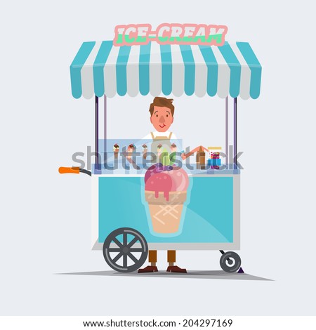 Ice Cream Cart Vector Illustration Stock Vector (Royalty Free ...