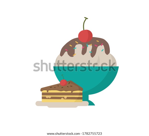 Ice Cream Chocolate Cake Vector Stock Vector (Royalty Free) 1782755723 ...