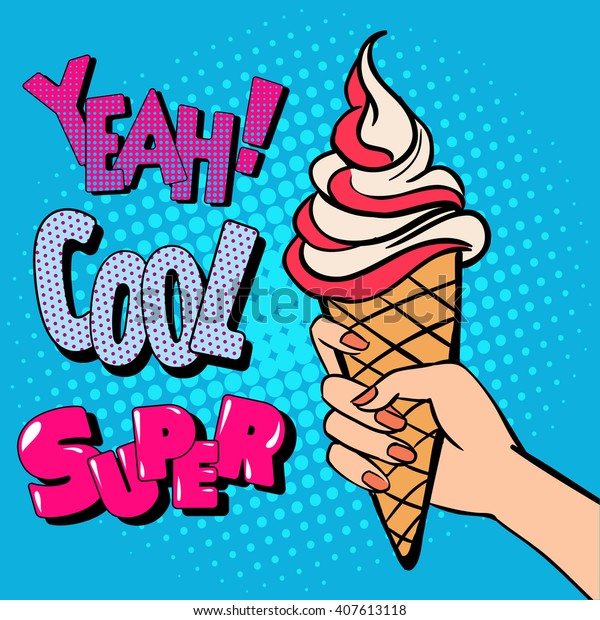 Ice Cream Cone Comic Style Typography Stock Vector (Royalty Free ...