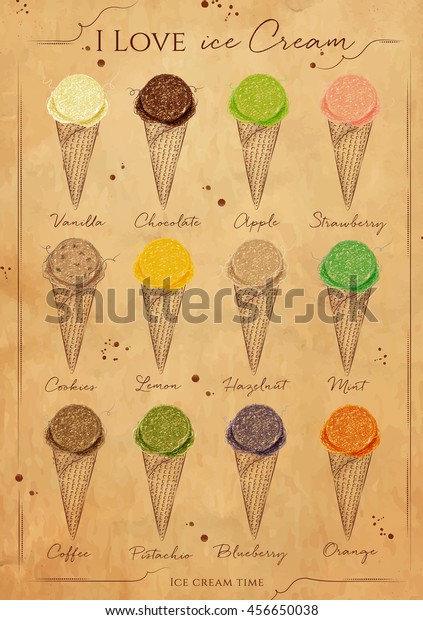 Ice Cream Cone Menu Different Kinds Stock Vector (Royalty Free ...