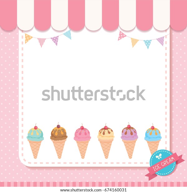 Ice Cream Cone Menu Template Decorated: vetor stock (livre de direitos ...