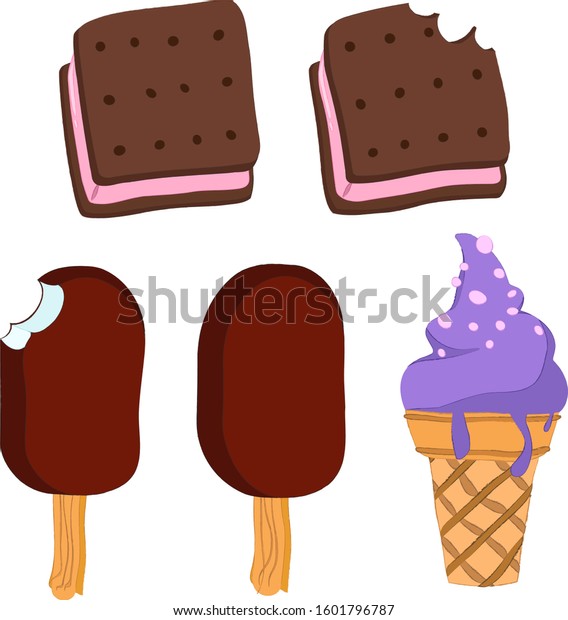Ice Cream Cone Popsicle Sandwich Illustration Stock Vector (Royalty ...