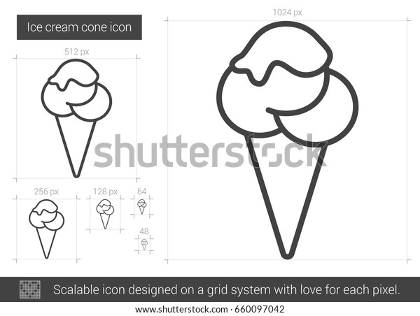 Ice Cream Cone Vector Line Icon Stock Vector (Royalty Free) 660097042 ...