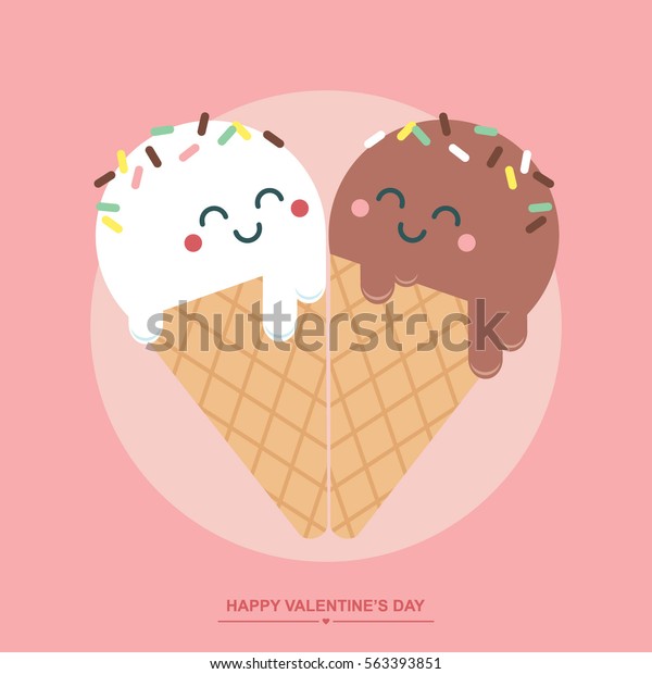 Ice Cream Cute Valentines Day Vector Stock Vector (Royalty Free) 563393851