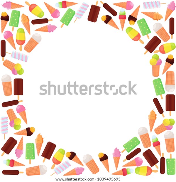 Ice Cream Frame Background Dairy Product Stock Vector (Royalty Free ...