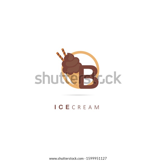 Ice Cream Letter B Logo Circle Stock Vector (Royalty Free) 1599951127 ...