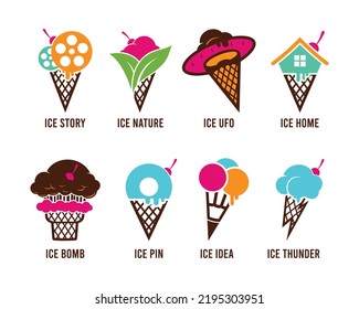 Ice Cream Logo Design Set Template Stock Vector (Royalty Free ...