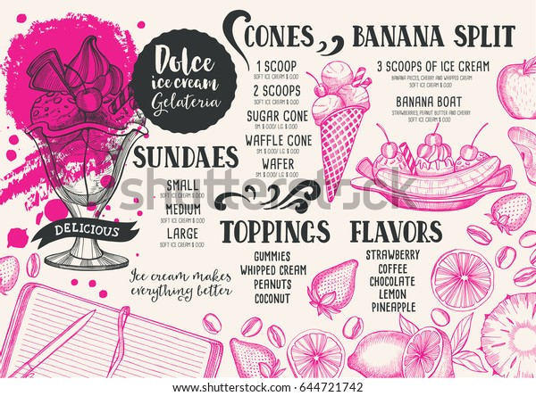 Ice Cream Menu Restaurant Cafe Design Stock Vector (Royalty Free) 644721742