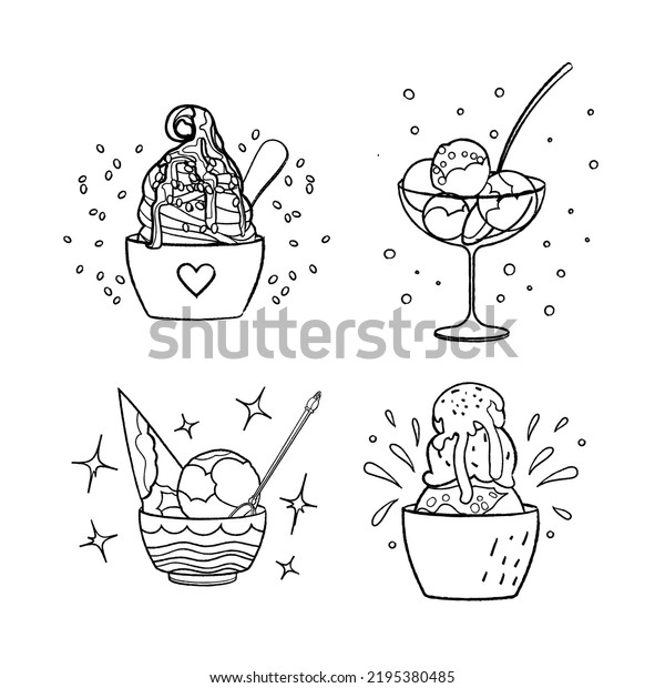 Ice Cream Outline Vector Set Isolated Stock Vector (Royalty Free ...