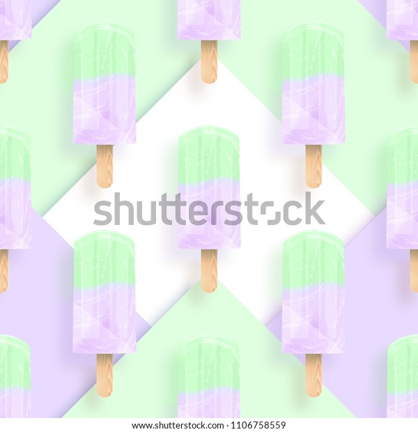 Ice Cream Popsicles Pastel Colors Seamless Stock Vector (Royalty Free ...