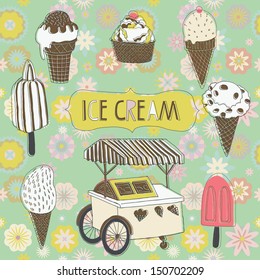 Ice Cream Print Design Stock Vector (Royalty Free) 150702209 | Shutterstock
