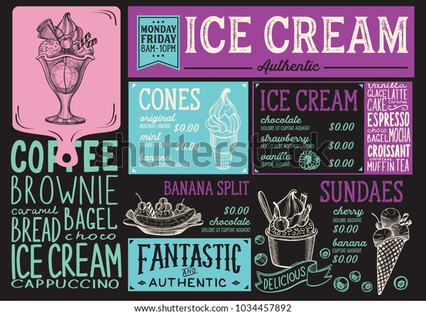 Ice Cream Restaurant Menu Vector Dessert Stock Vector (Royalty Free ...