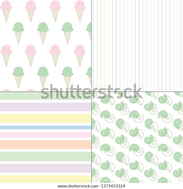 Ice Cream Shells Stripe Pastel Seamless Stock Vector (Royalty Free ...
