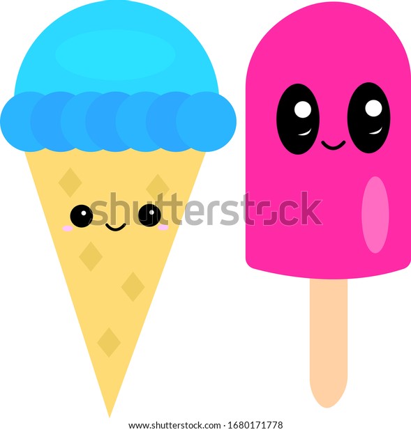 Ice Cream Waffle Cone Popsicles On Stock Vector (Royalty Free ...