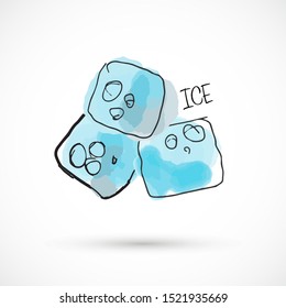 Ice Cube Hand Drawn Watercolor Style Stock Vector (Royalty Free ...