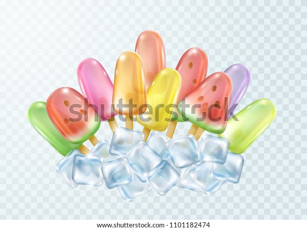 Ice Lolly On Transparent Background Realistic 스톡 벡터(로열티 프리) 1101182474 ...