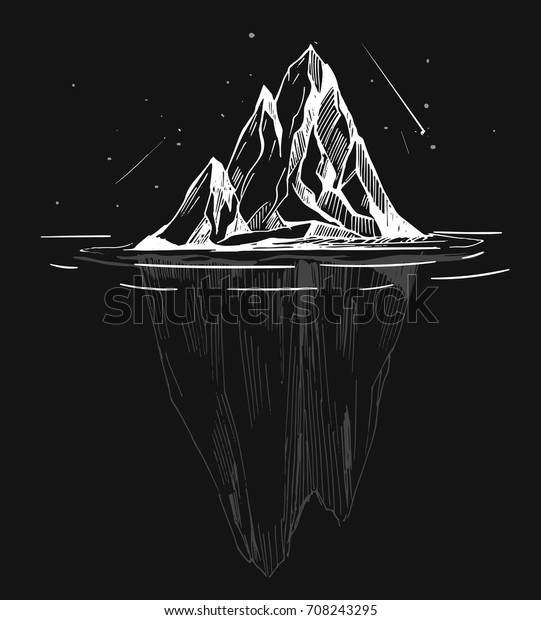 Iceberg Hand Drawn Illustration Converted Vector: стоковая векторная ...
