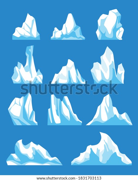 Icebergs Cartoon Floating Iceberg Vector Set Stock Vector (Royalty Free ...
