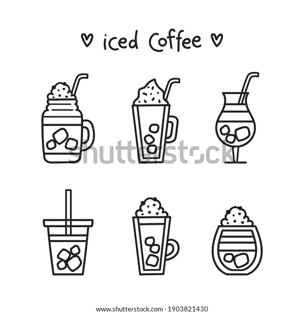 Iced Coffee Icon Set Lettering Phrase Stock Vector (Royalty Free ...
