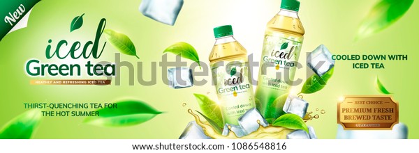 Iced Green Tea Ads Bottles On Stock Vector (Royalty Free) 1086548816