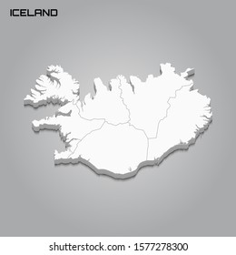 Iceland 3d Map Borders Regions Vector Stock Vector (Royalty Free ...