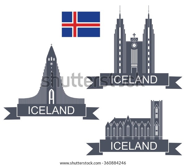Iceland Logo Isolated Iceland Building On: vector de stock (libre de ...