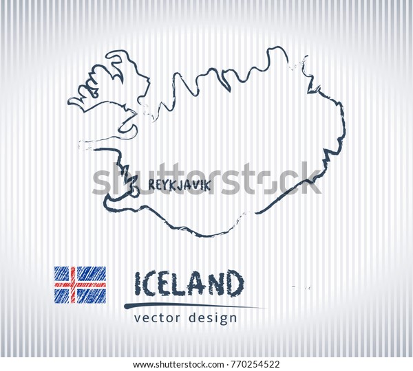 Iceland National Vector Drawing Map On Stock Vector (Royalty Free ...