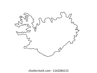 Iceland Outline Map National Borders Country Stock Vector (Royalty Free ...