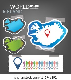 Iceland Sticker Map Vector Illustration Stock Vector (Royalty Free ...