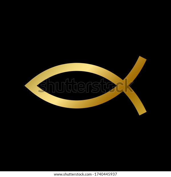 Ichthys símbolo de pescado aislado. Signo de oro religioso sagrado ...