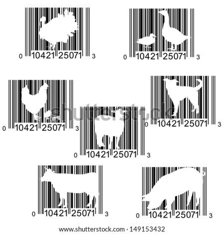 Icon Barcode Farm Animals Silhouette Stock Vector (Royalty Free ...