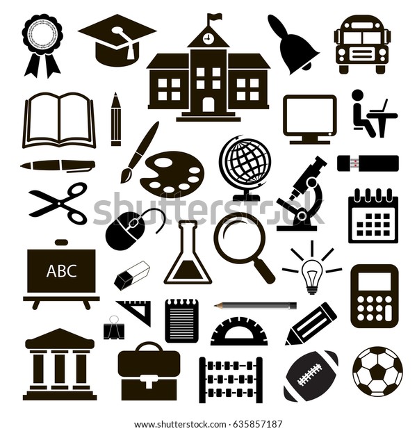 Icon Collection School Education Vector Illustration Stock Vector ...