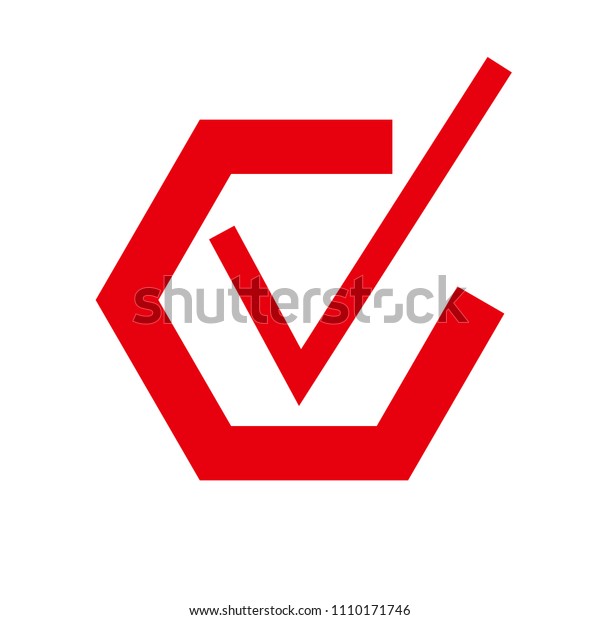 Icon Consent Tick Geometric Form Red Stock Vector (Royalty Free ...