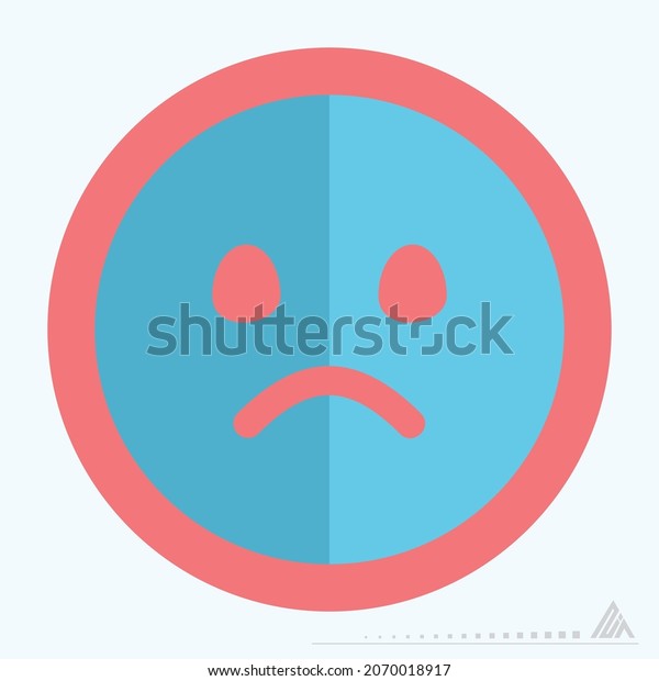 Icon Emoticon Sad Flat Style Simple Stock Vector (Royalty Free ...
