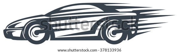 Icon Fast Racing Car Motion Silhouette Stock Vector (Royalty Free ...