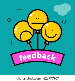 Icon Feedback Smiley Yellow Round Balloons Stock Vector (Royalty Free ...