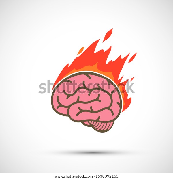 Icon Human Brain Burns Flame Concept Stock Vector (Royalty Free ...